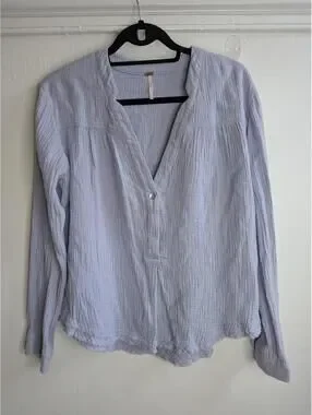 Free People | Tops | Free People Blouse Womens Pm Gauze V Neck Tunic ...